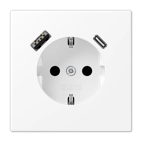 JUNG LS VIT MATT VÄGGUTTAG MED USB A + C UTTAG